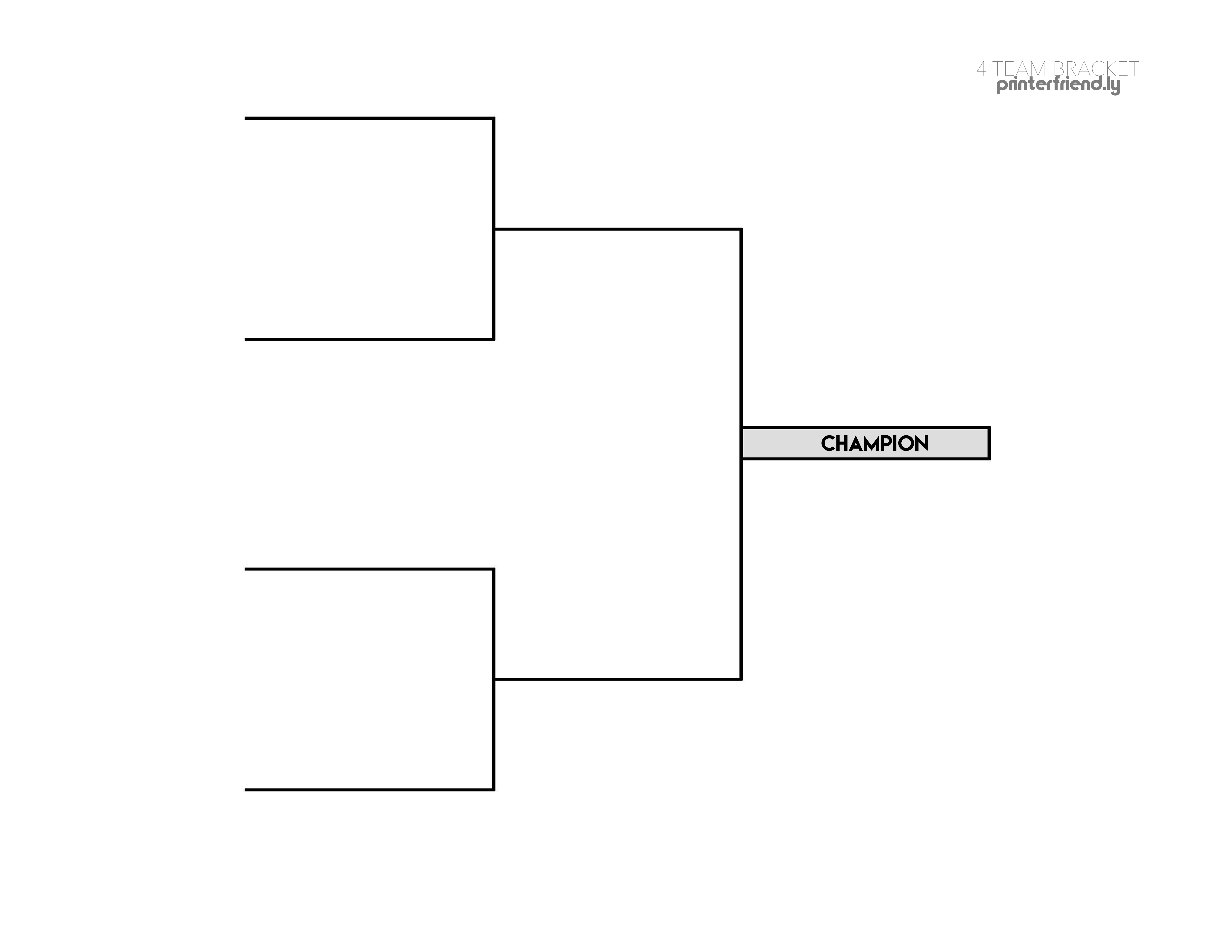 4 Team Printable Tournament Bracket PrinterFriendly
